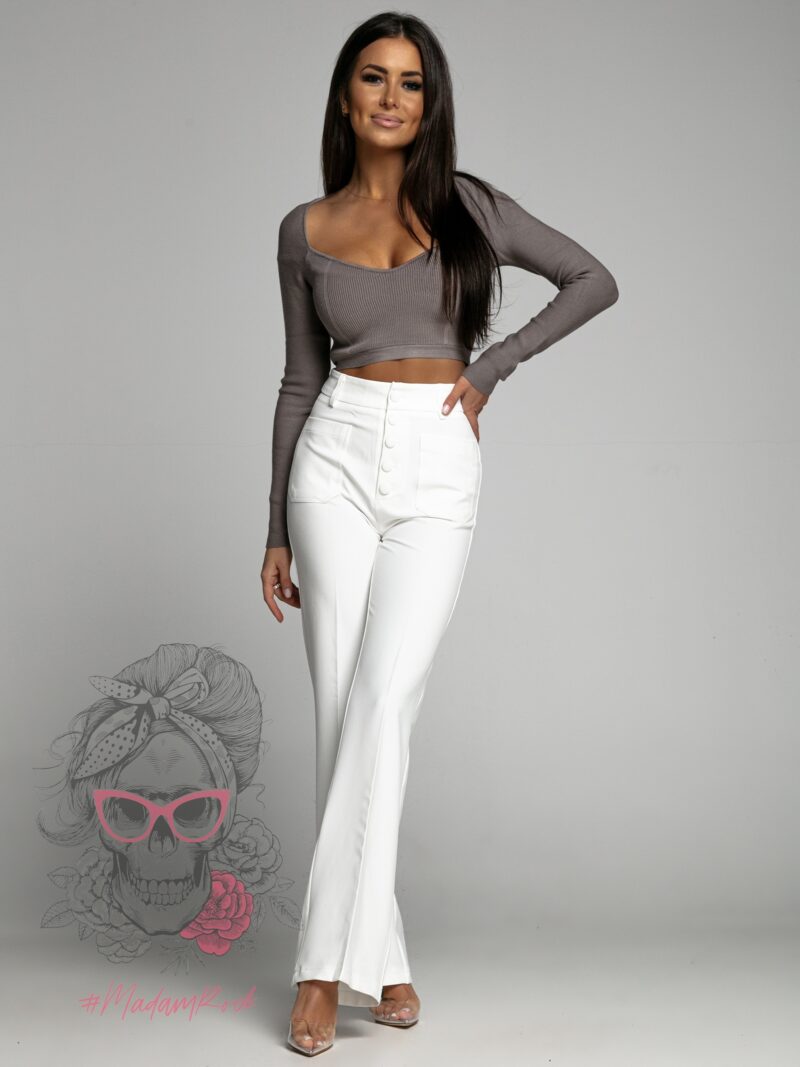 Spodnie dzwony Rendo ecru - Madam Rock